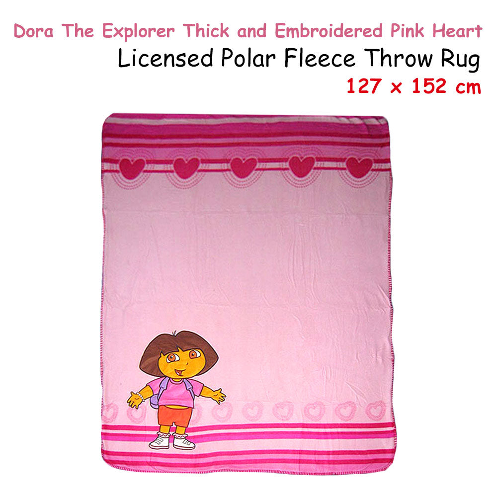 Caprice Polar Fleece Throw Rug Dora Explorer Thick and Embroidered Pin