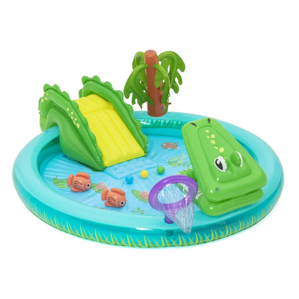 Bestway Kids Inflatable Splash Play Pool with Slide Ball Crocodile Fis ...