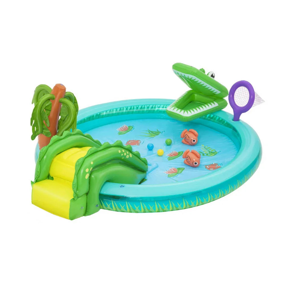 Bestway Kids Inflatable Splash Play Pool with Slide Ball Crocodile Fis ...