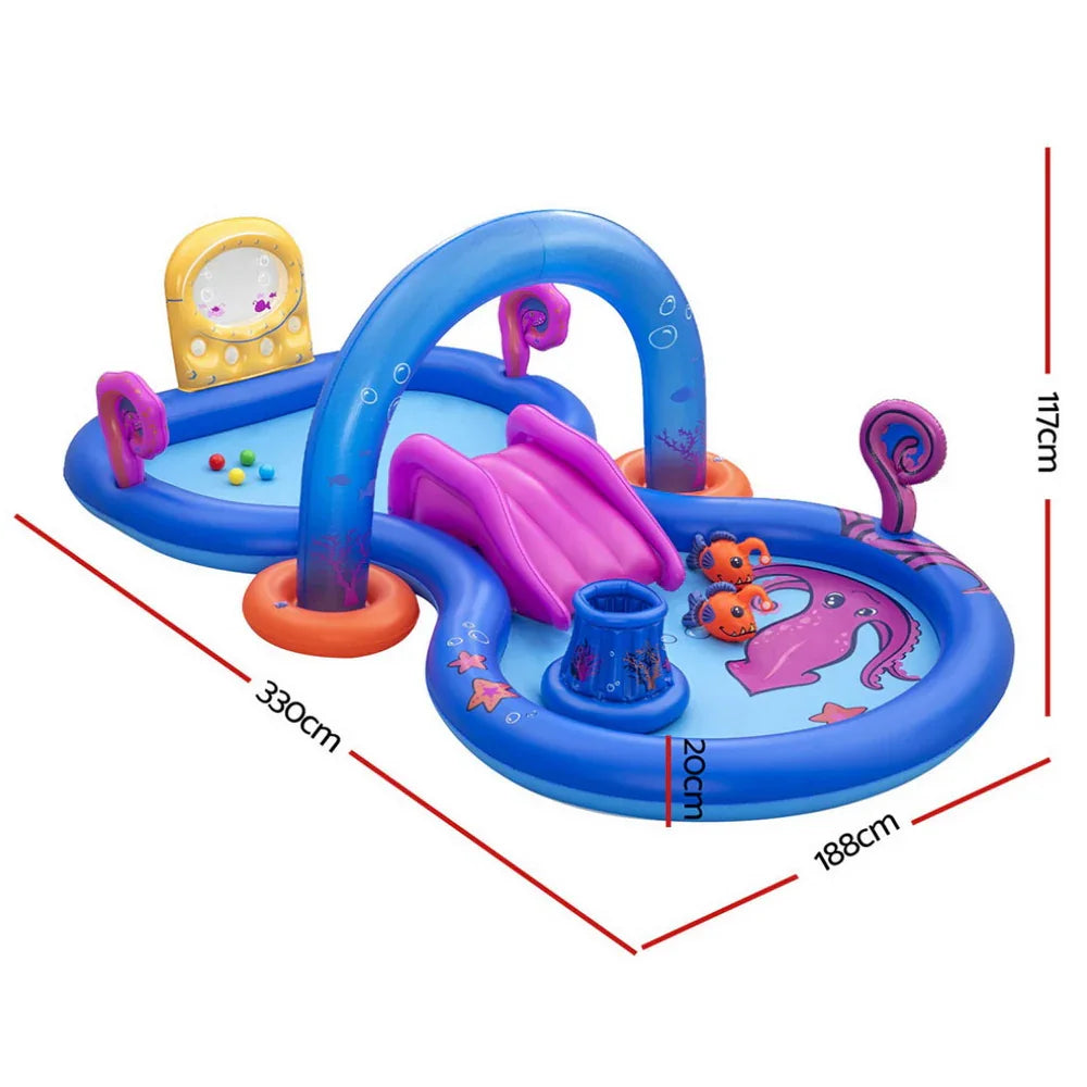 Bestway Kids Inflatable Play Splash Pool with Slide Ball Tossing Toys ...