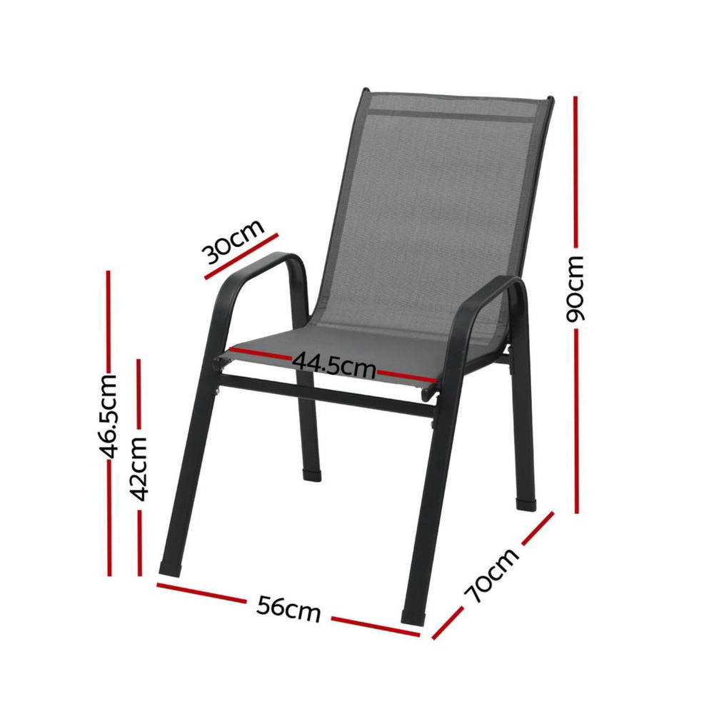 Gardeon 2PC Outdoor Dining Chairs Stackable Lounge Chair Patio Furnitu ...