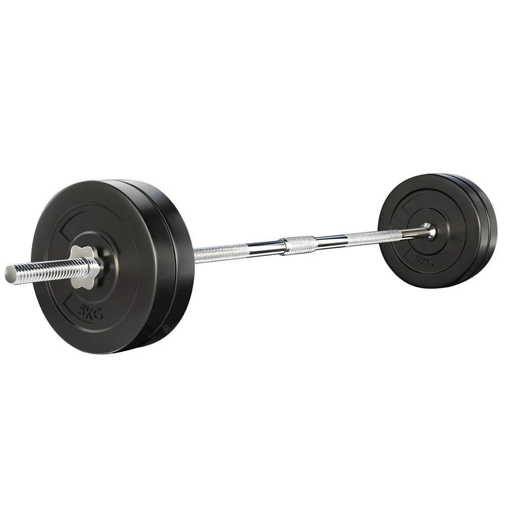 Everfit 28kg Barbell Set Weight Plates Bar Lifting Bench 168cm ...