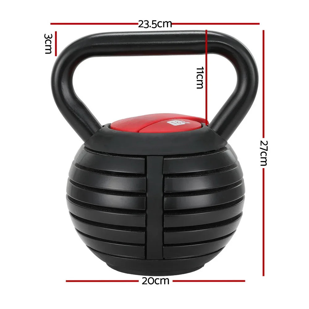 Everfit 18kg Adjustable Kettlebell Set Portable Kettle Bell Weight Dum ...
