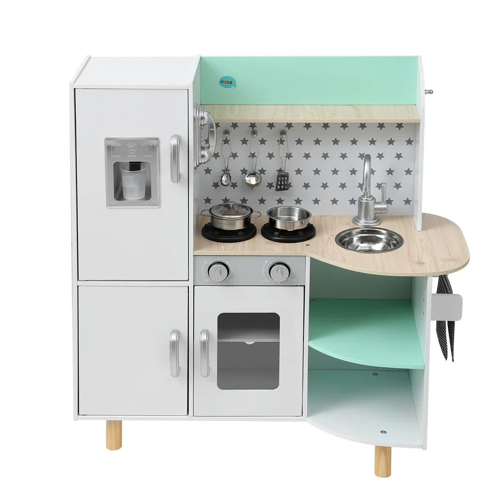 Kids Wooden Pretend Kitchen Play Sets Cooking Toys Oven Fridge 85CM Gr ...