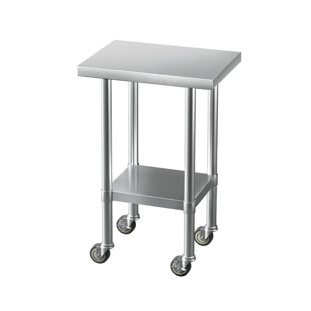 Cefito Stainless Steel Kitchen Benches Work Bench Wheels 61X46CM 430 ...