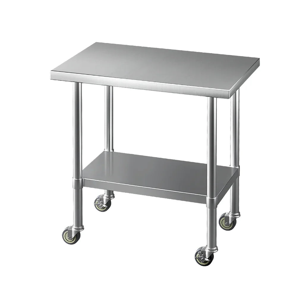 Cefito Stainless Steel Kitchen Benches Work Bench Wheels 91X61CM 430 ...