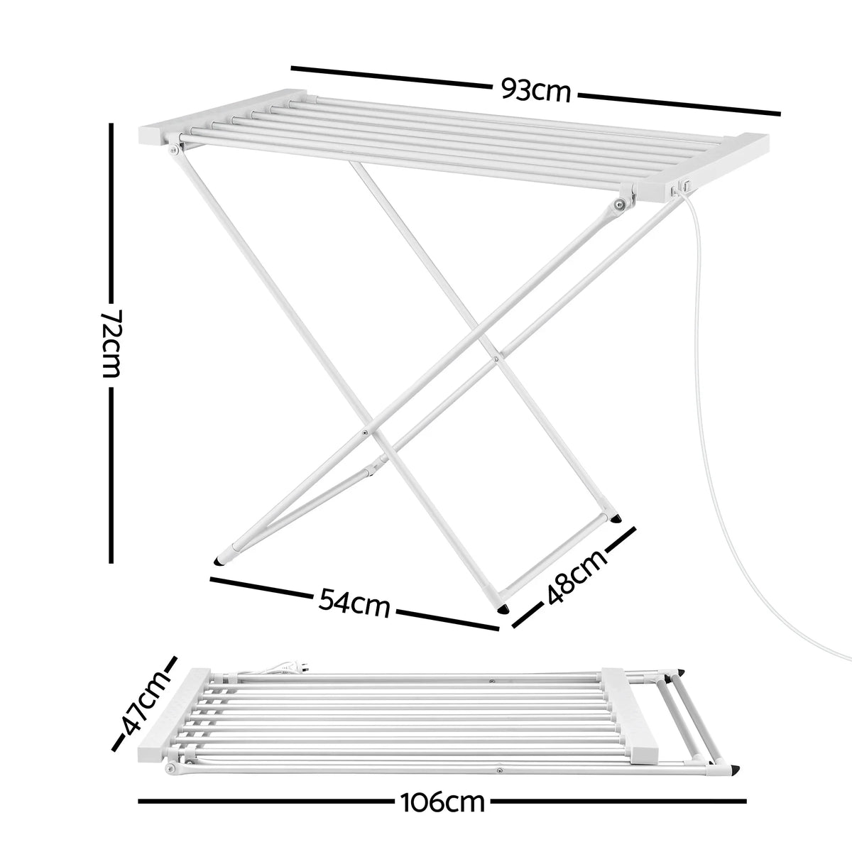 Devanti Heated Towel Rail Electric Clothes Airer Foldable Drying Rack ...