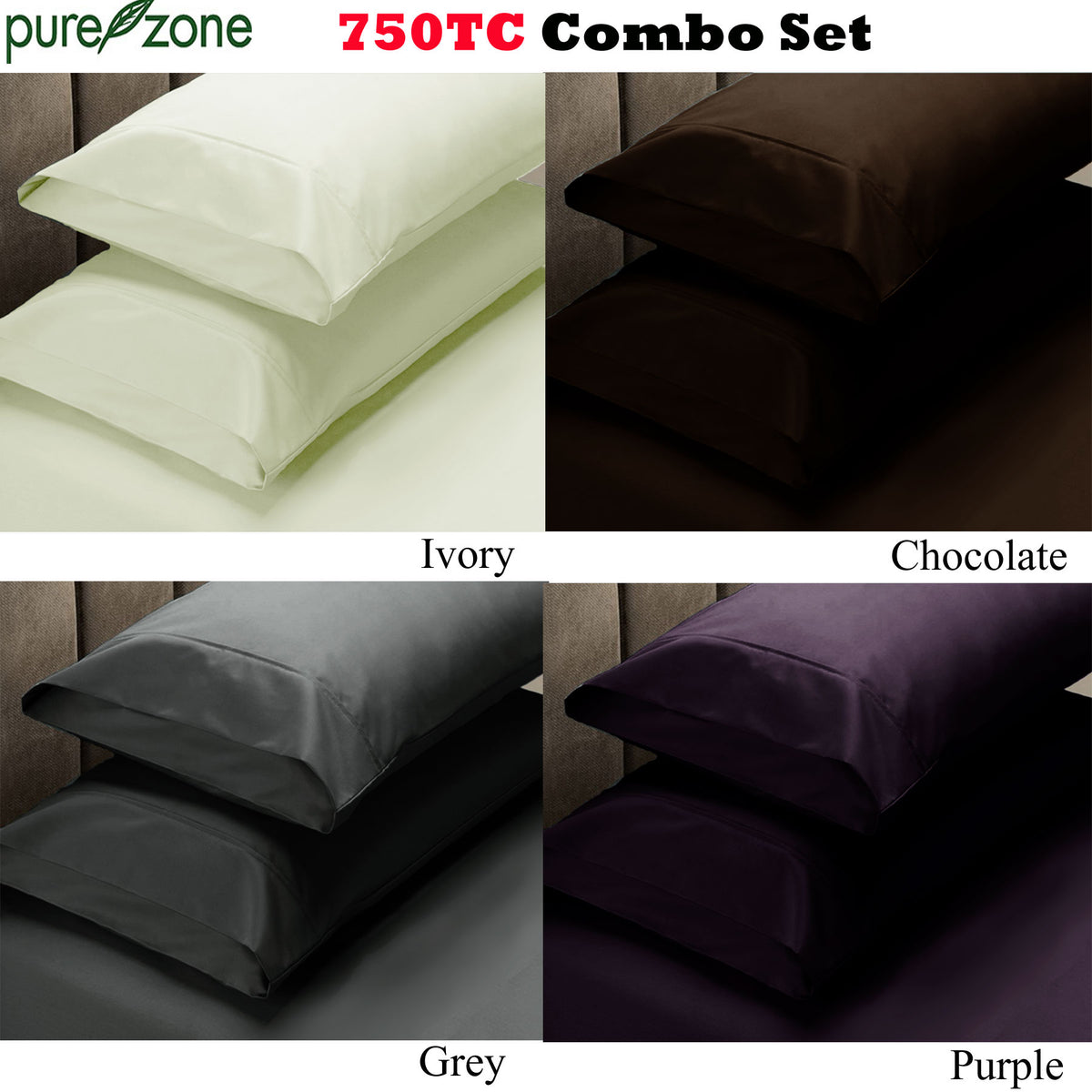 Pure Zone 750 Thread Count Combo Set Ivory DOUBLE| KingsWarehouse