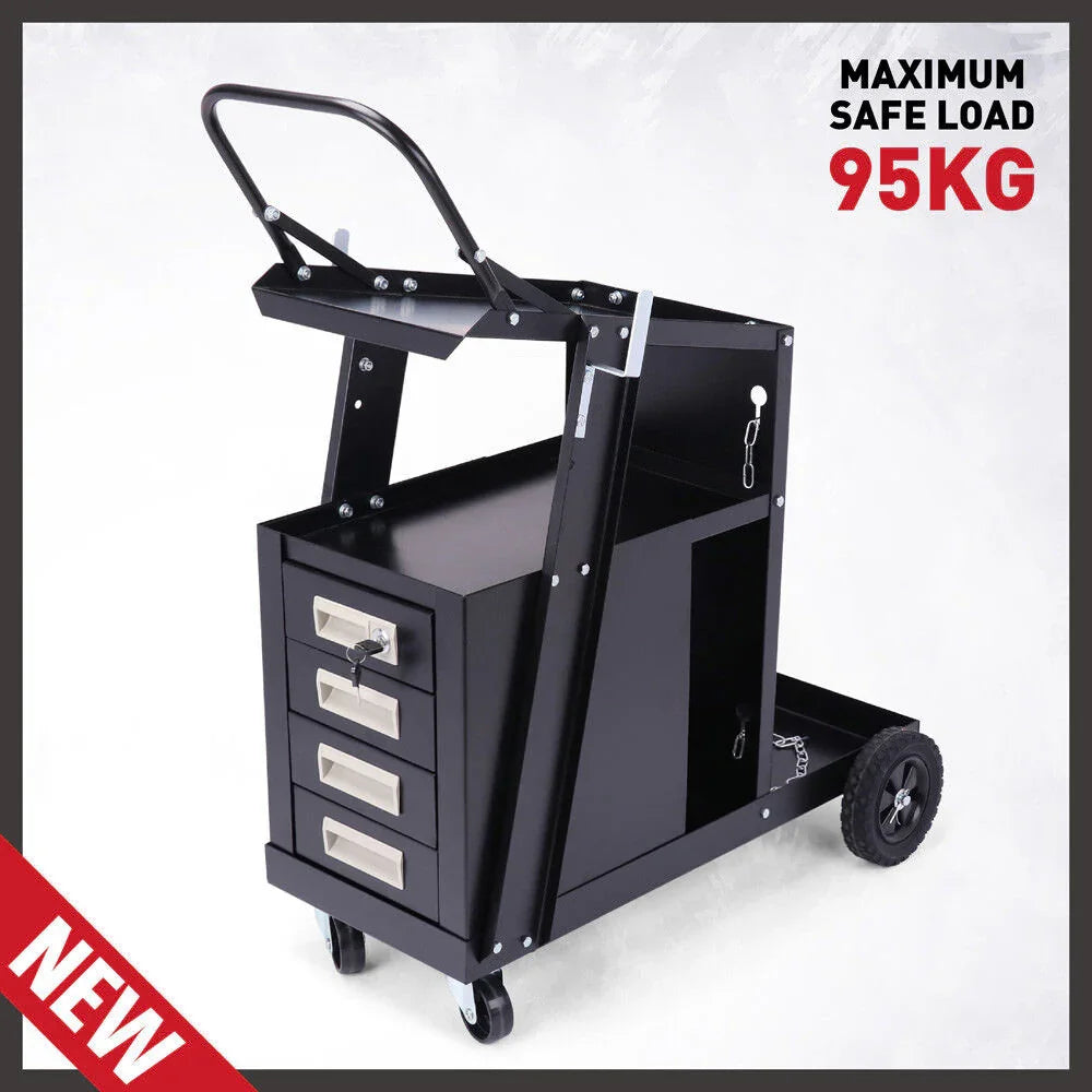 4-Drawer Welding Cart MIG Welder Trolley Cabinet TIG ARC MMA Plasma Cu ...