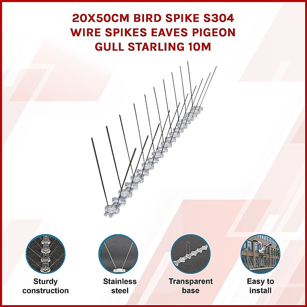 20x 50cm Bird Spike S304 wire Spikes Eaves Pigeon Gull Starling 10M ...