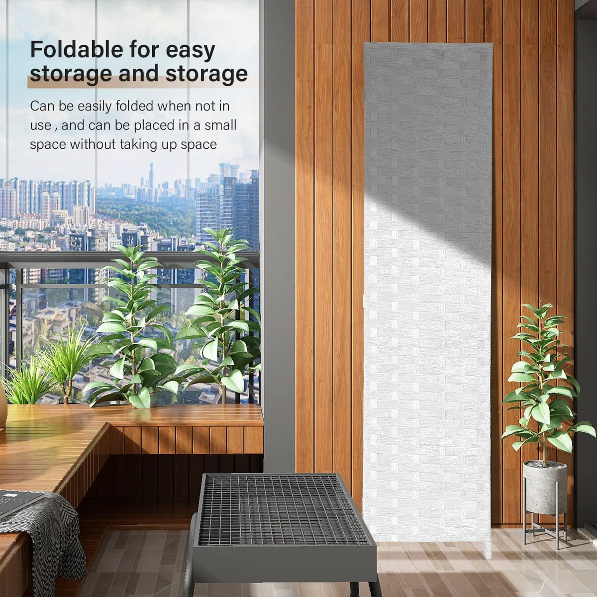 4-Panel Folding Room Divider – Privacy Screen Partition| KingsWarehouse