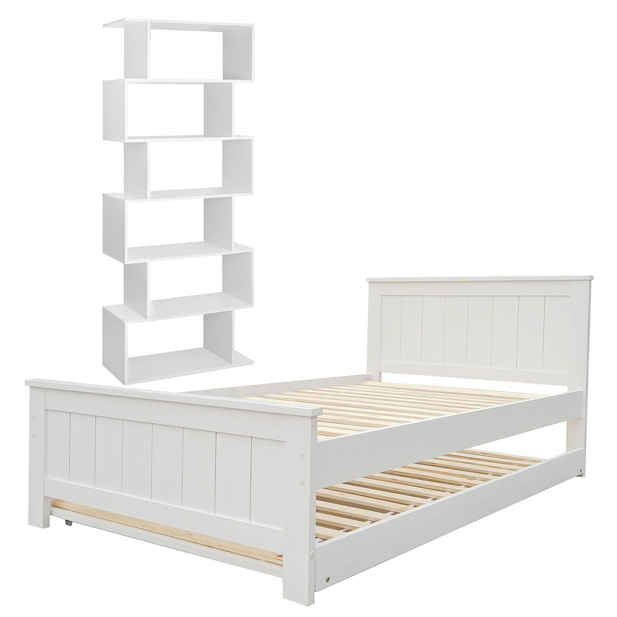 Artiss Bed Frame King Single and Bookshelf| KingsWarehouse