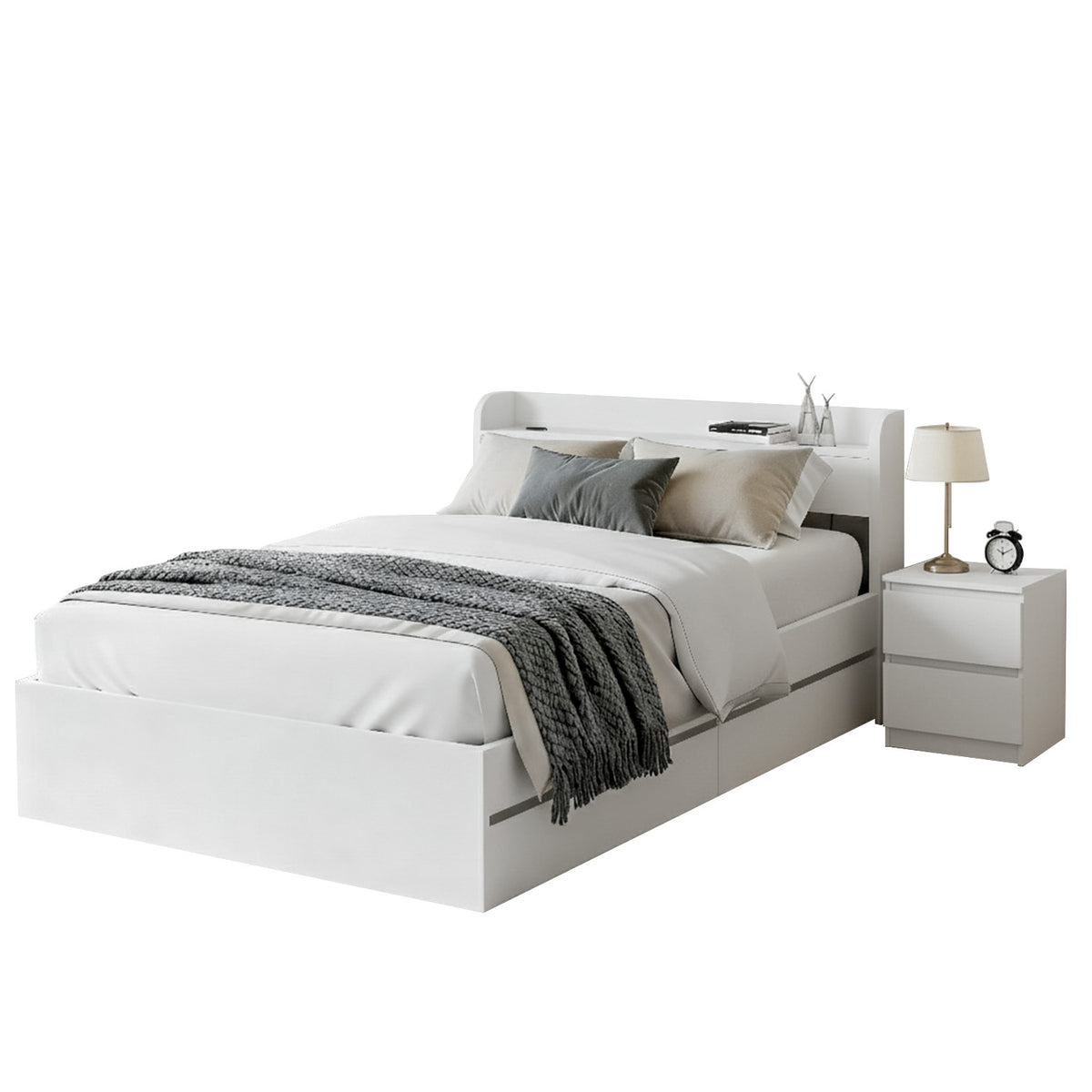 Artiss Single Bed Frame and Bedside Table| KingsWarehouse