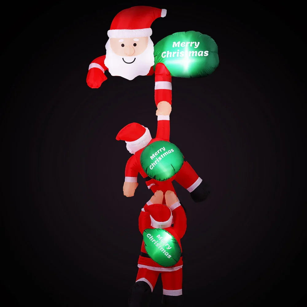 Jingle Jollys Christmas Inflatable Climbing Santa 2.5M Height LED Deco ...