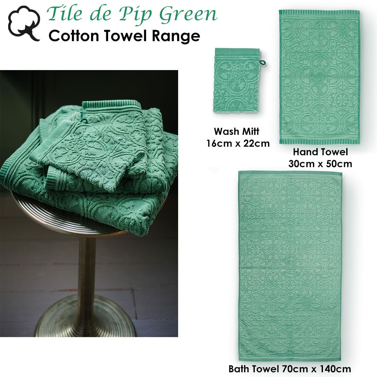 PIP Studio Tile de Pip Green Wash Mitt 16cm x 22cm| KingsWarehouse