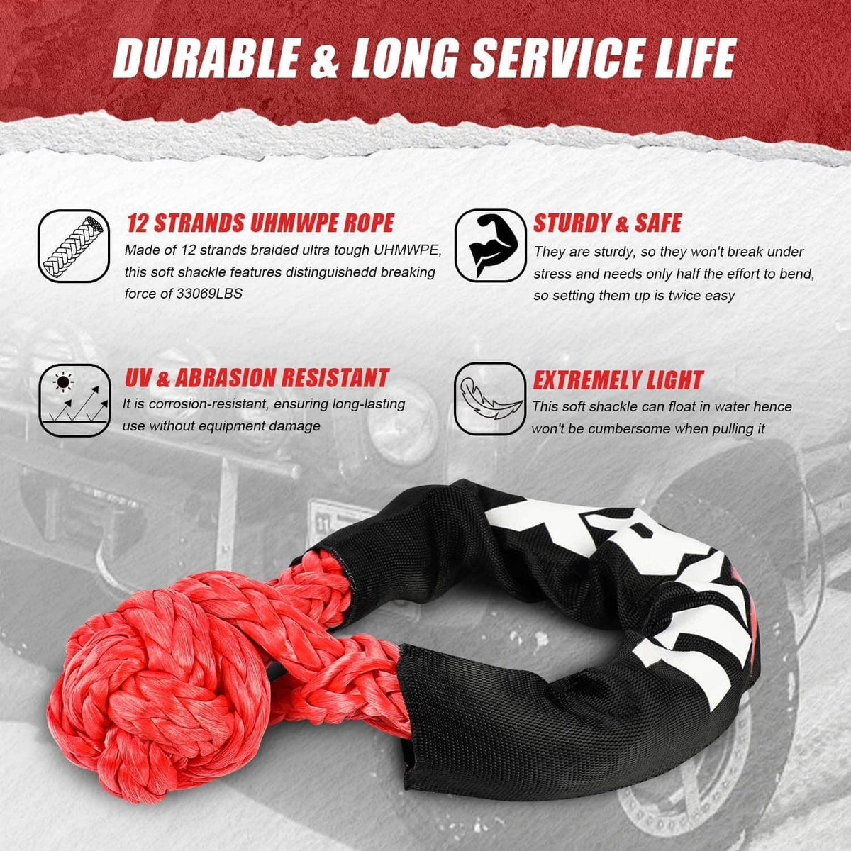 X-BULL Recovery Kit Kinetic Recovery Rope With 2PCS Recovery Tracks Ge ...