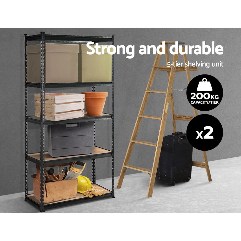 2x1.8M 5-Shelves Steel Warehouse Shelving Racking Garage Storage Rack ...