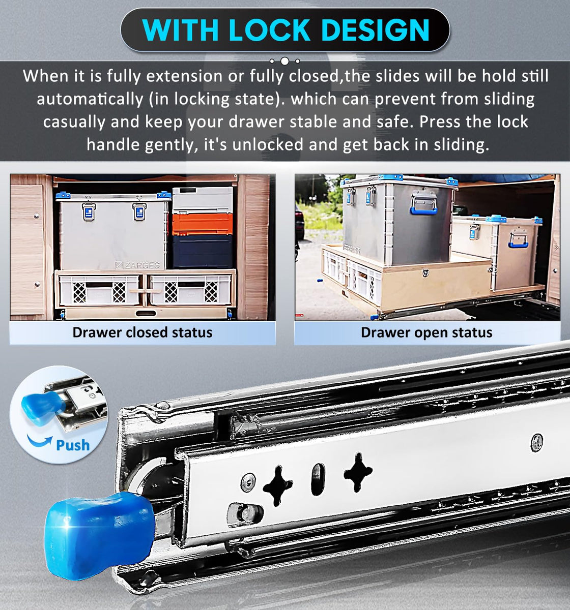 40in Pair 1000 - 2000mm 150KG Capacity Heavy Duty Trailer Drawer Slide ...