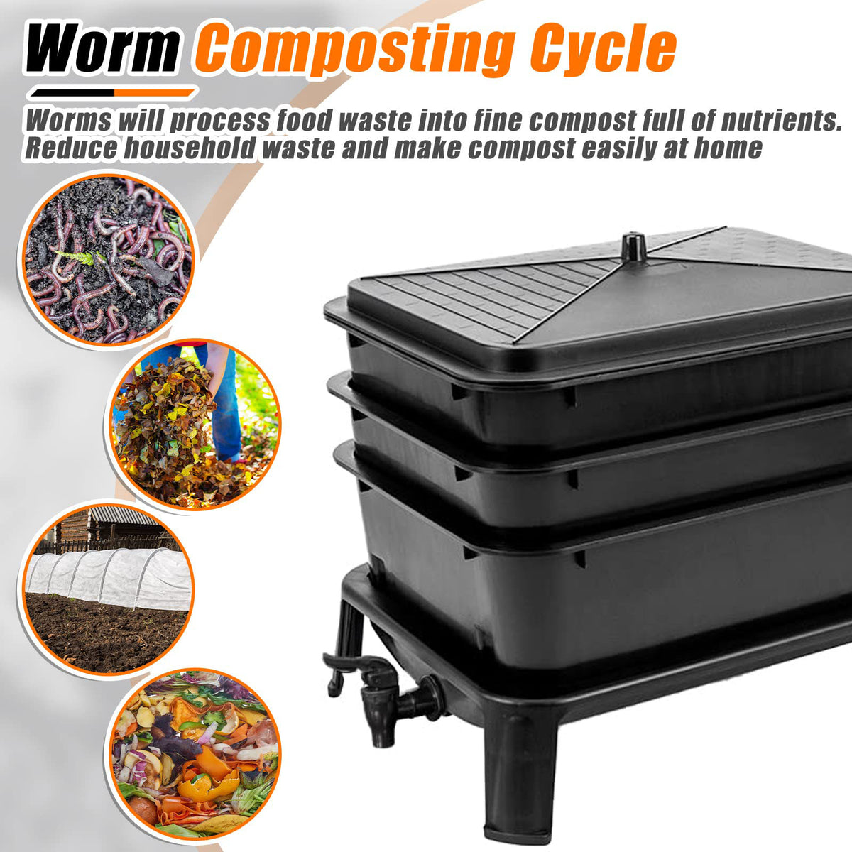 Worm Farm Factory worm wee Composter 30L 4 Trays Compost Bin Worm Farm ...